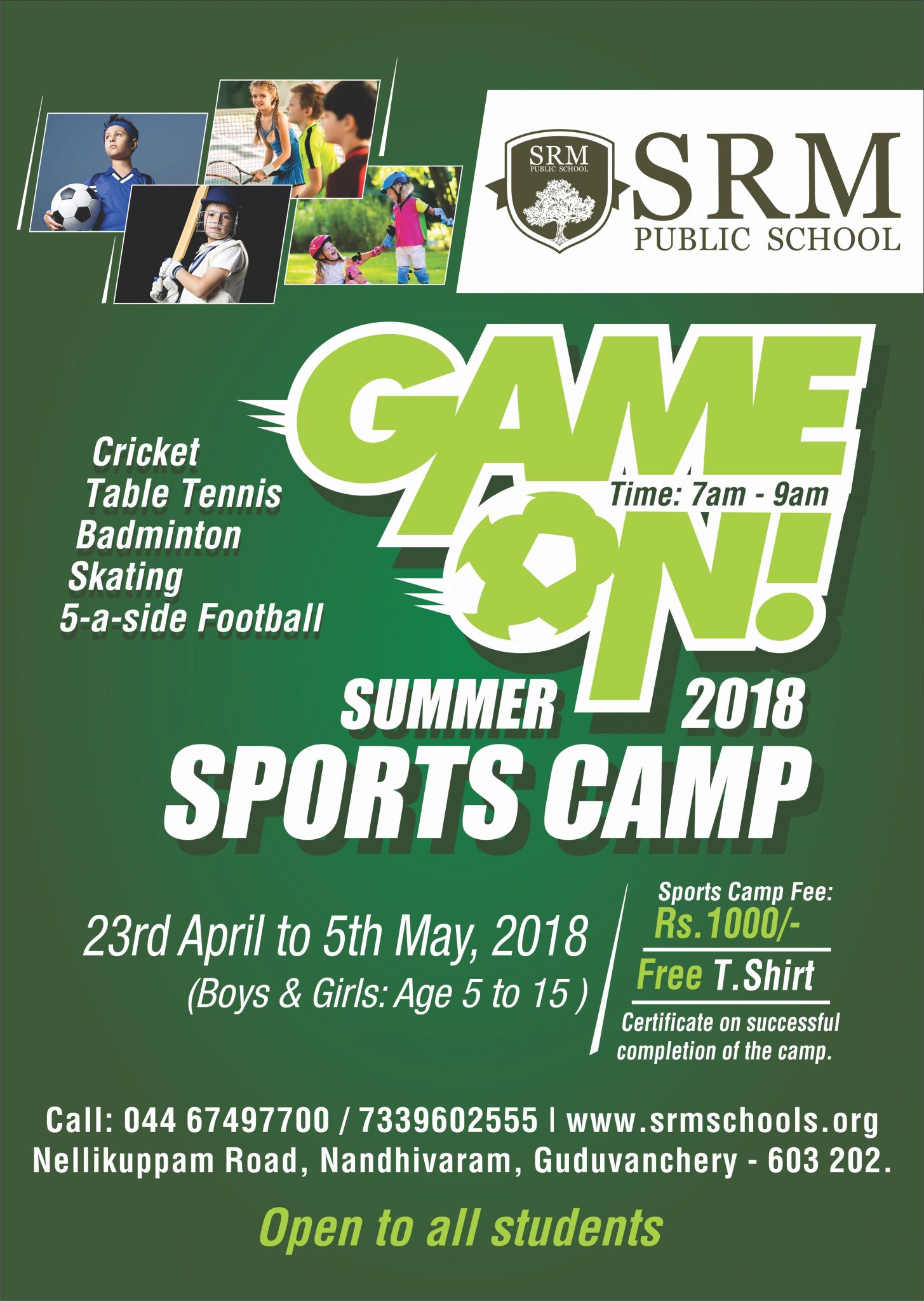 Summer sports camp to be held from 23-April-2018 to 05-May-2018 - SRM ...