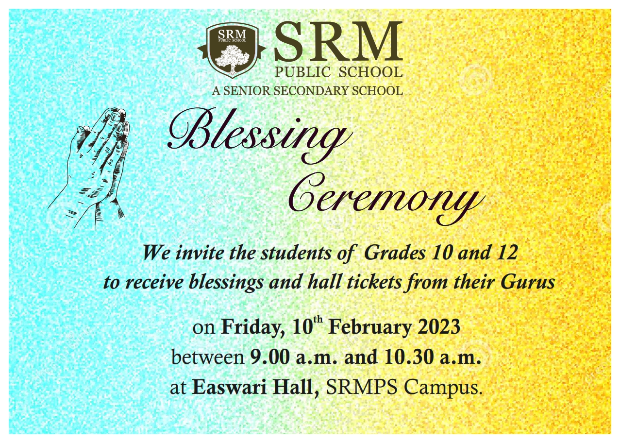 Blessing Ceremony for students of Grade X & XII - SRM Public School
