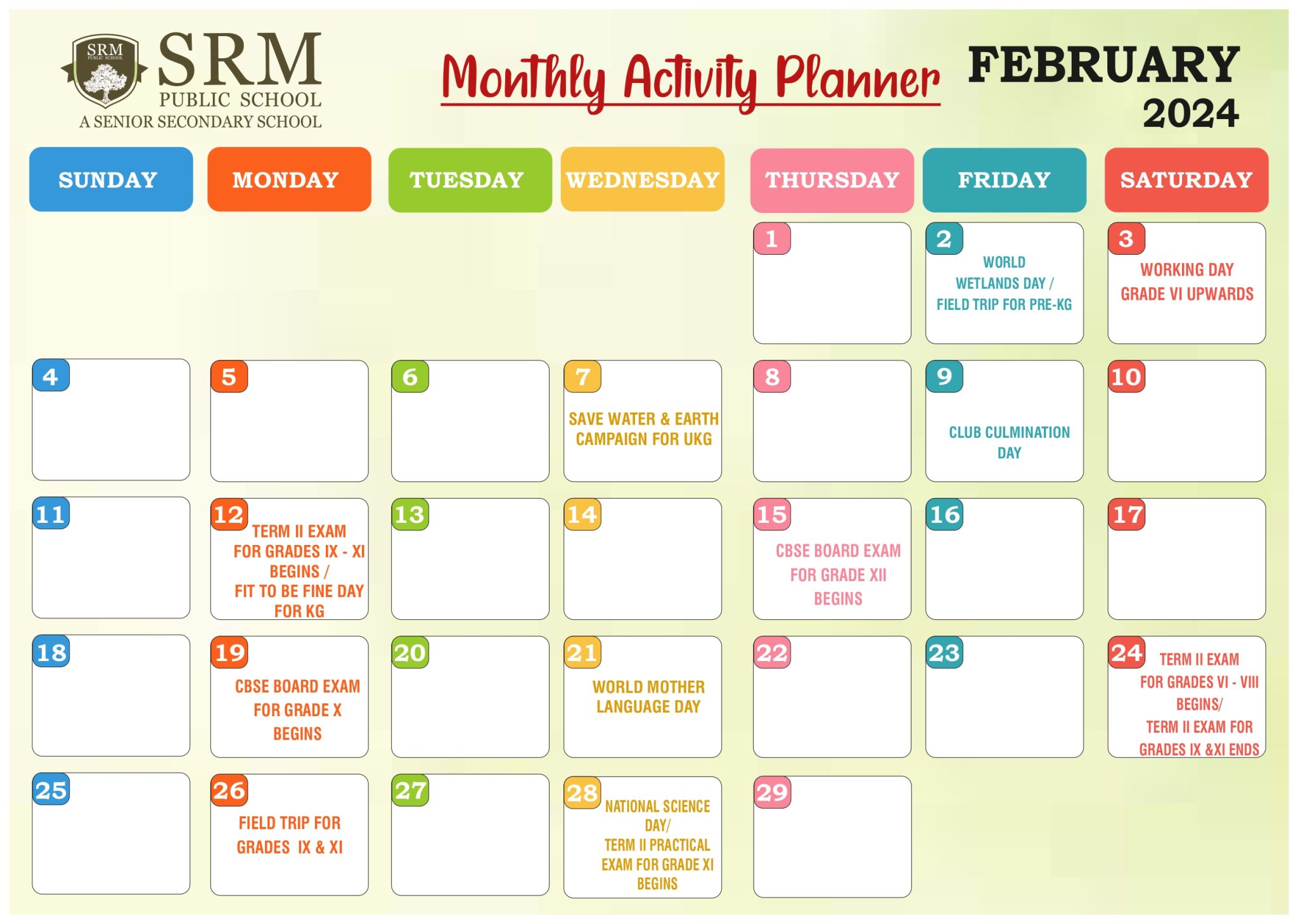 Monthly Activity Planner – February 2024 - SRM Public School
