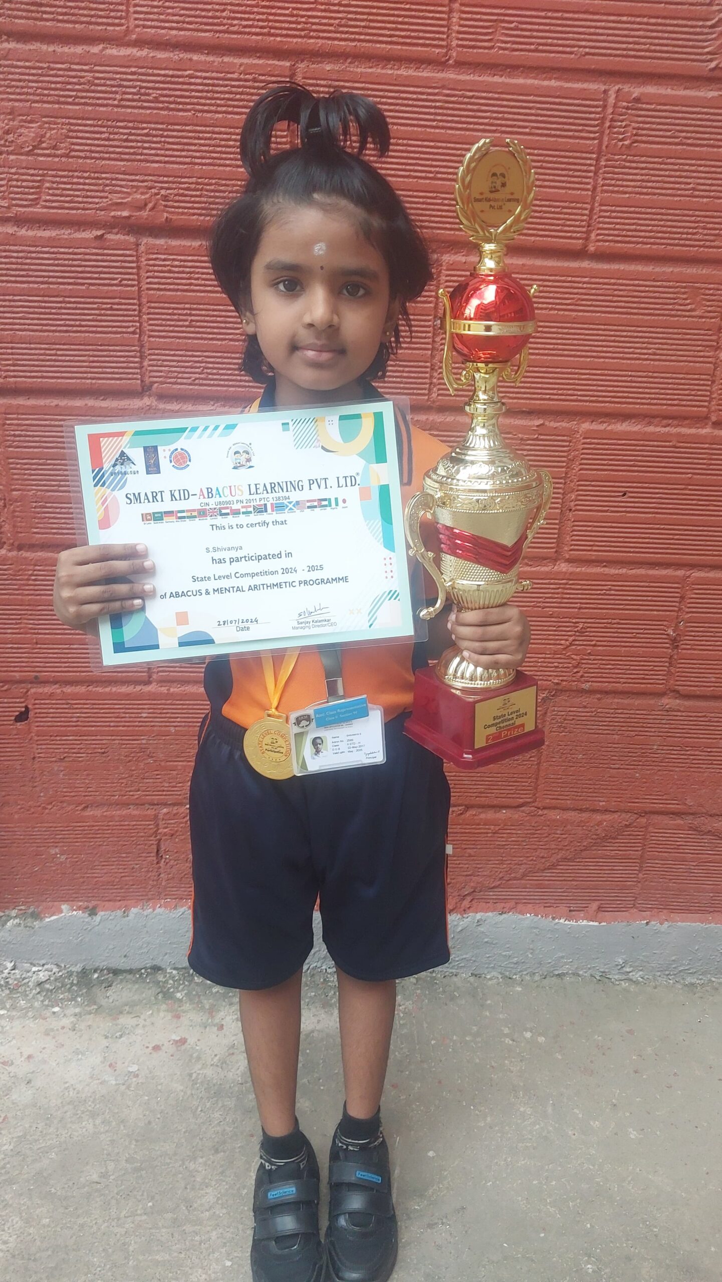 Second Prize in State Level Abacus and Mental Arithmetic Programme ...